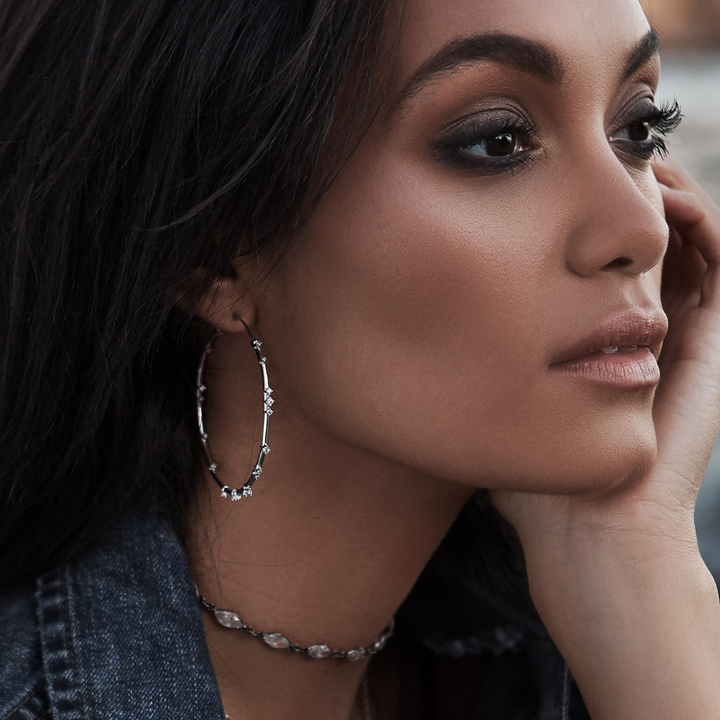 CASSI CRYSTAL CONSTELLATION HOOP EARRINGS – VELINA Jewelry
